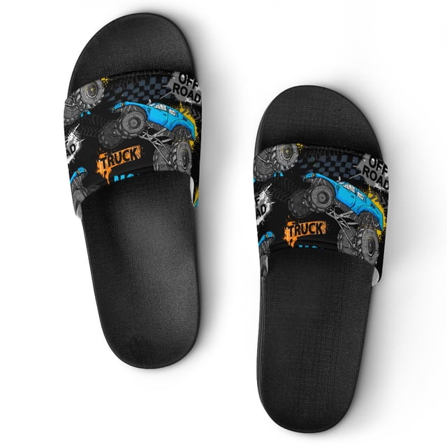 GZHJMY Stylish Slides for Women Men, Cartoon Cool Blue Toy Car Soft ...