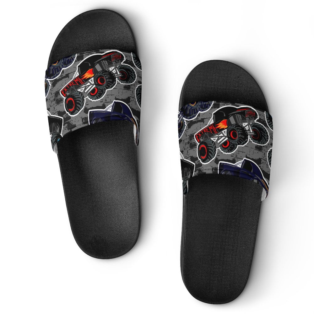 GZHJMY Stylish Slides for Women Men, Cartoon Cool Toy Black Racing Car ...