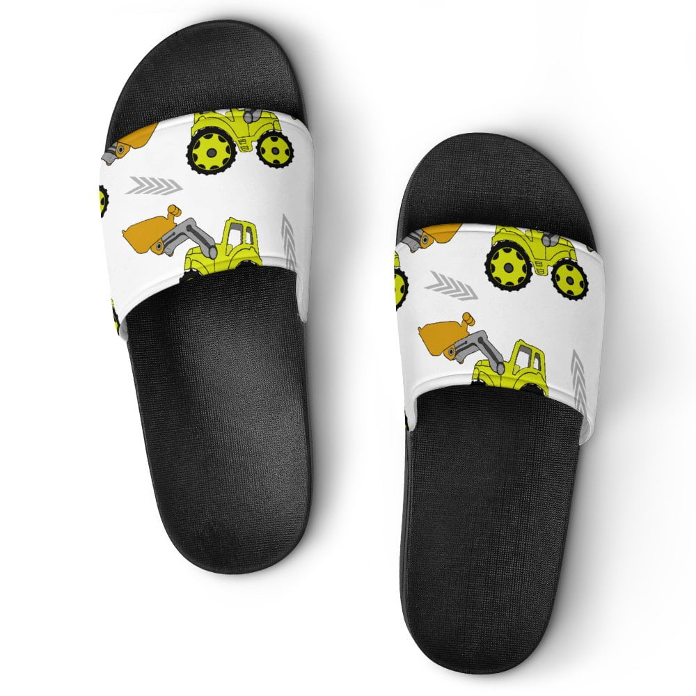 GZHJMY Stylish Slides for Women Men, Cartoon Cool Yellow Toy Car Soft ...