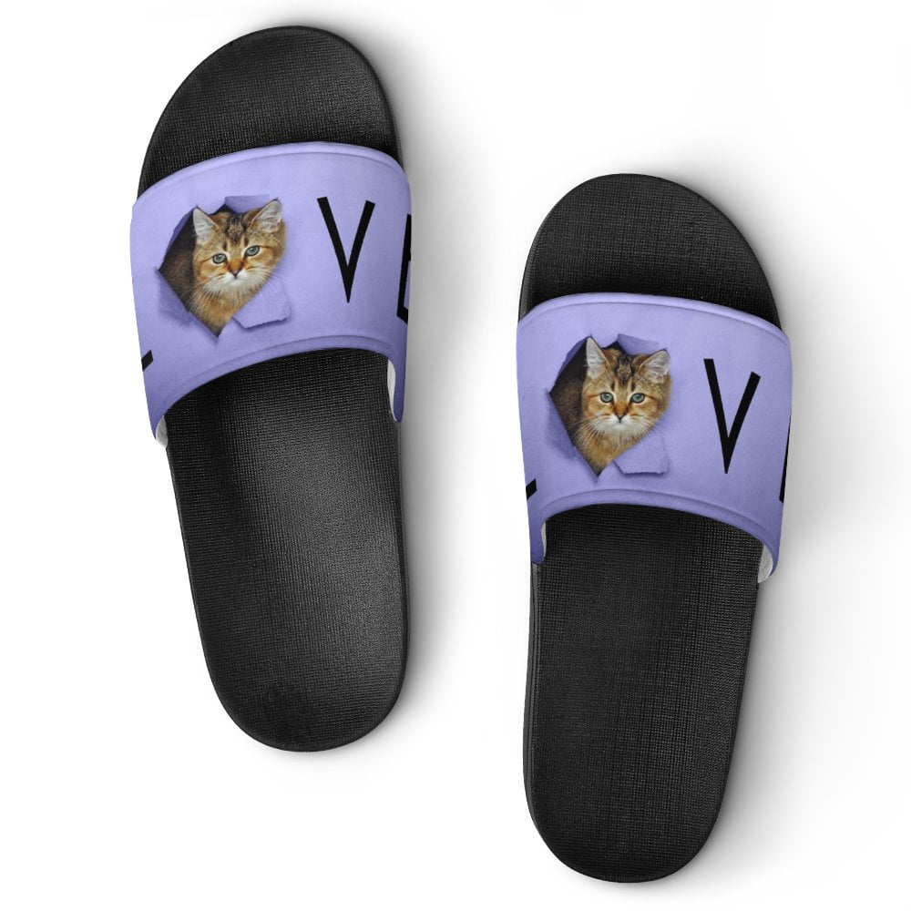 GZHJMY Stylish Slides for Women Men, Cat's Face Peeks Out of A Hole ...