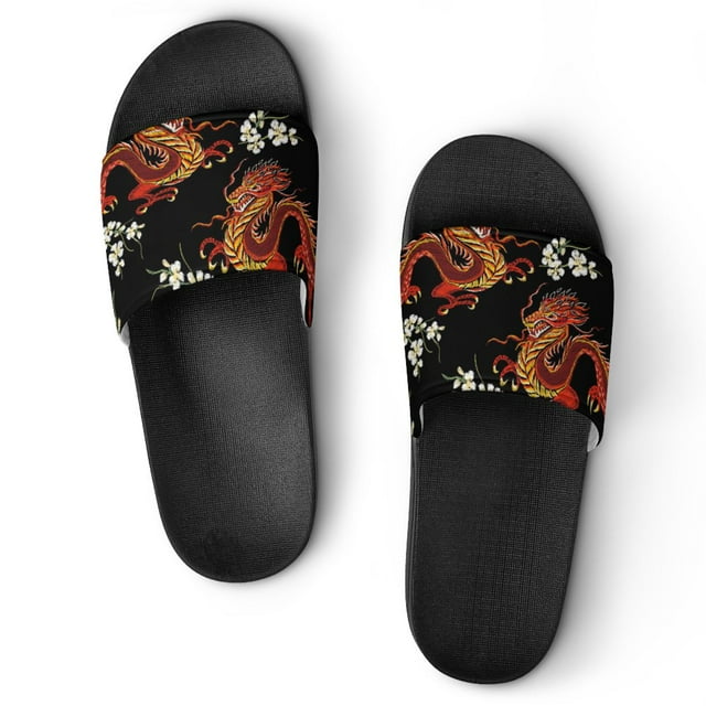 GZHJMY Stylish Slides for Women Men, Chinese Dragon Soft Flexible Slip ...
