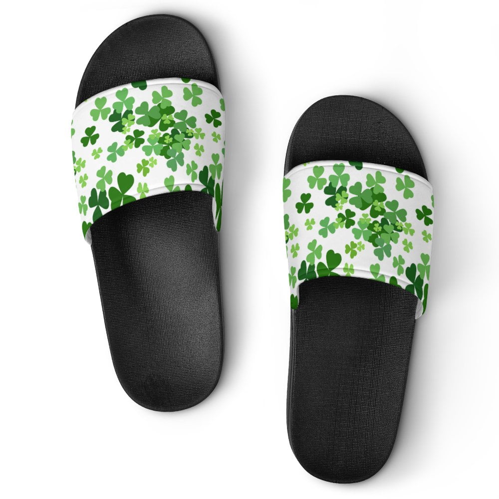 GZHJMY Stylish Slides for Women Men, Clover Green Soft Flexible Slip-on ...