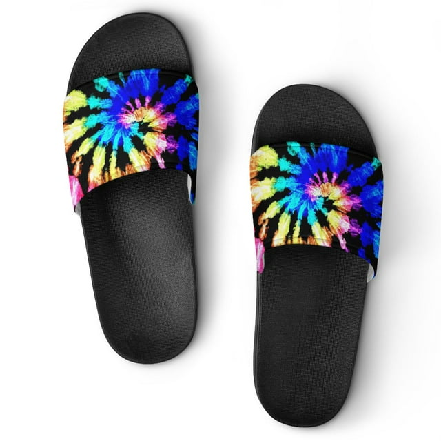 GZHJMY Stylish Slides for Women Men, Colour Tie-dye Soft Flexible Slip ...