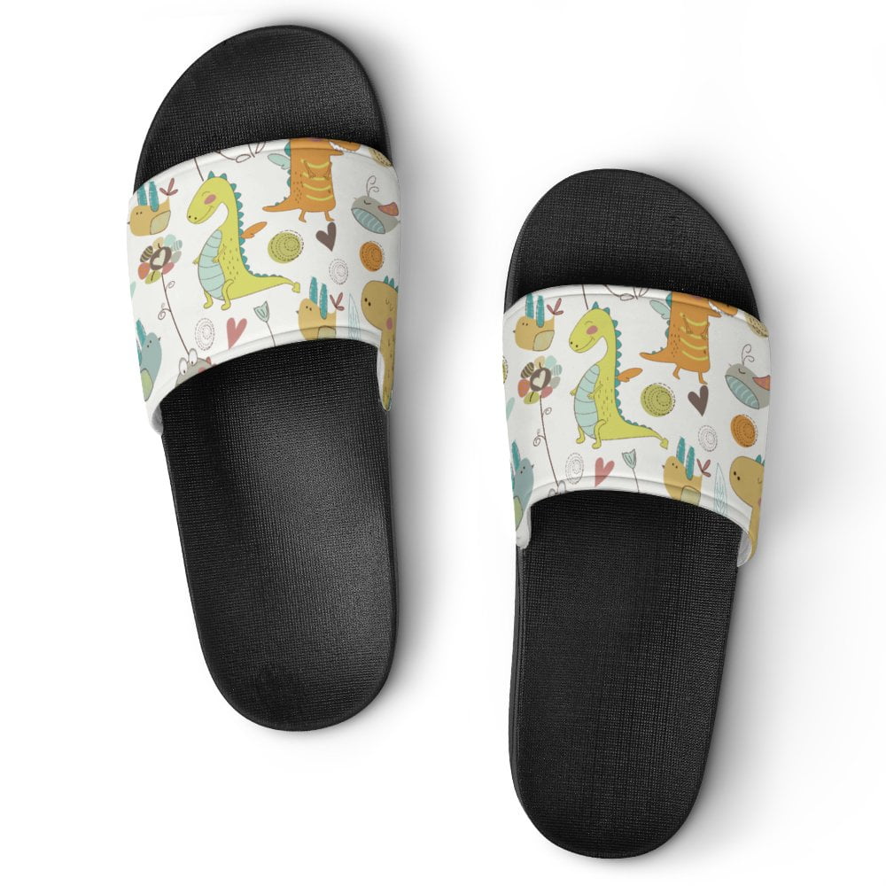 GZHJMY Stylish Slides for Women Men, Colourful Cartoon Dinosaurs and ...