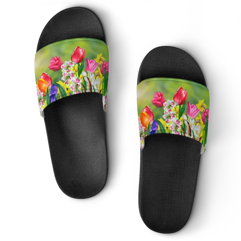 GZHJMY Stylish Slides for Women Men, Colourful Flower Spring Soft ...