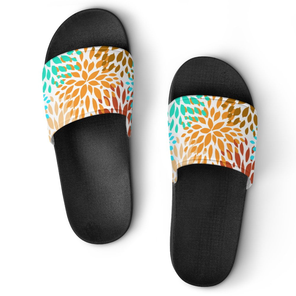 GZHJMY Stylish Slides for Women Men, Colourful Leaves Silhouette Soft ...
