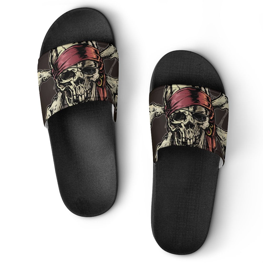 GZHJMY Stylish Slides for Women Men, Cool Skulls Soft Flexible Slip-on ...