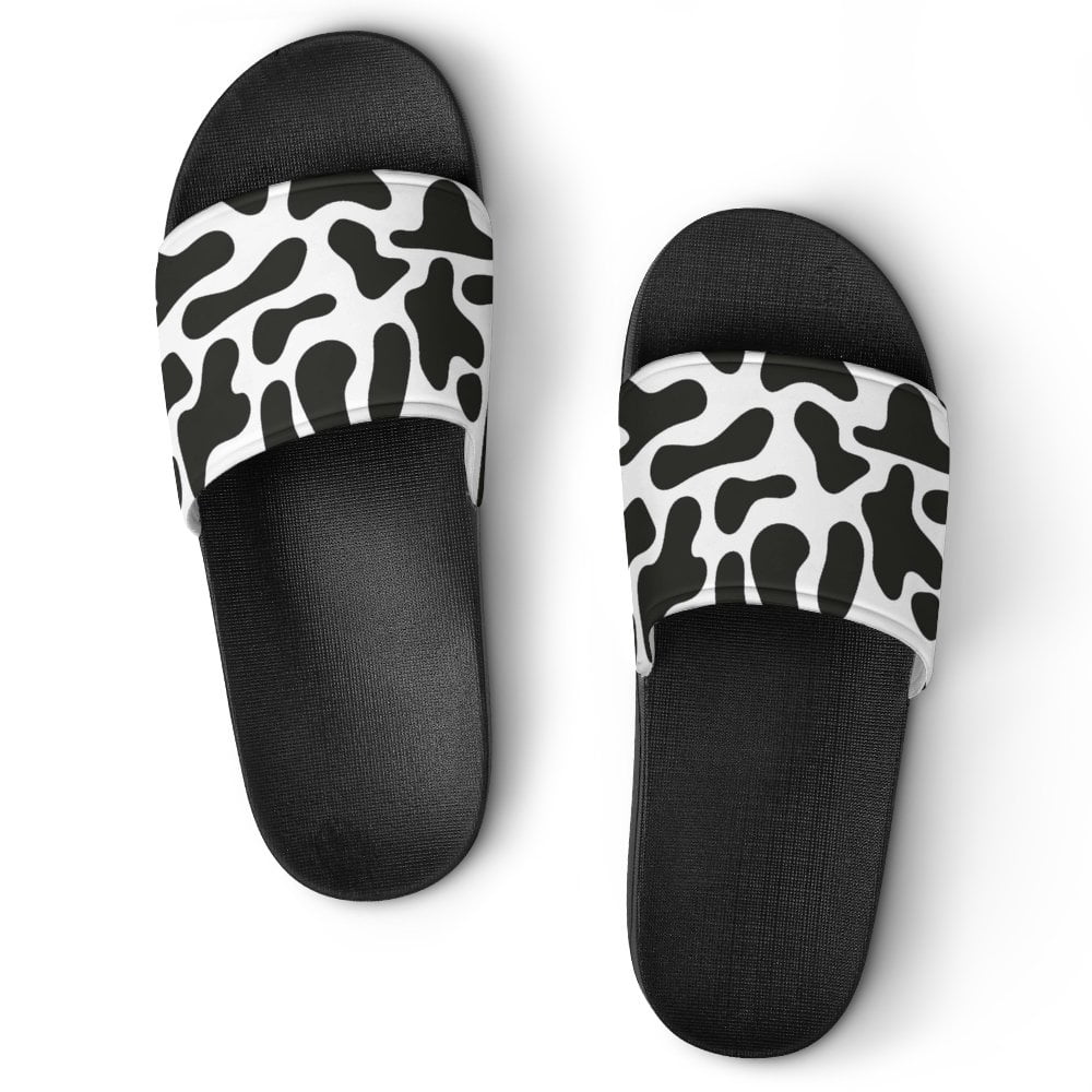 GZHJMY Stylish Slides for Women Men, Cow Animal Spot Print on White ...