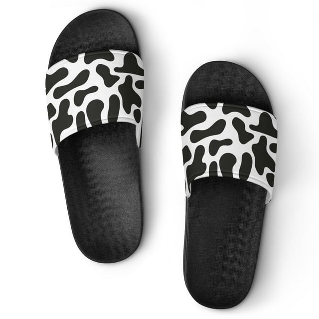 GZHJMY Stylish Slides for Women Men, Cow Animal Spot Print on White ...