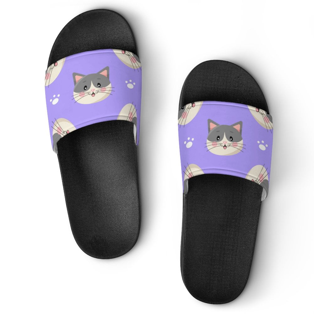 GZHJMY Stylish Slides for Women Men, Cute Cartoon Cats and Paws ...