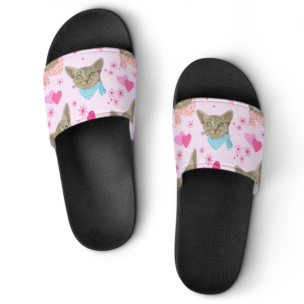 GZHJMY Stylish Slides for Women Men, Cute Cat Head Wearing A Scarf with ...