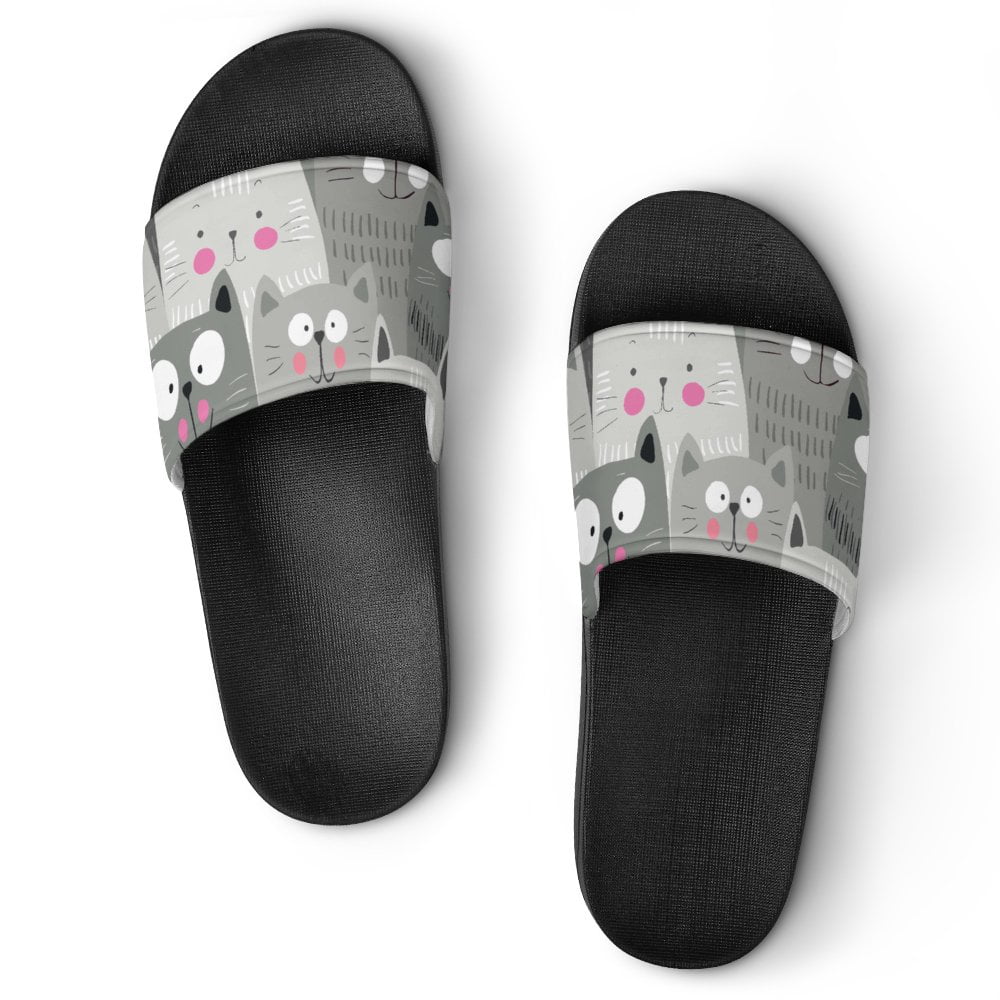 GZHJMY Stylish Slides for Women Men, Cute Cat Soft Flexible Slip-on ...