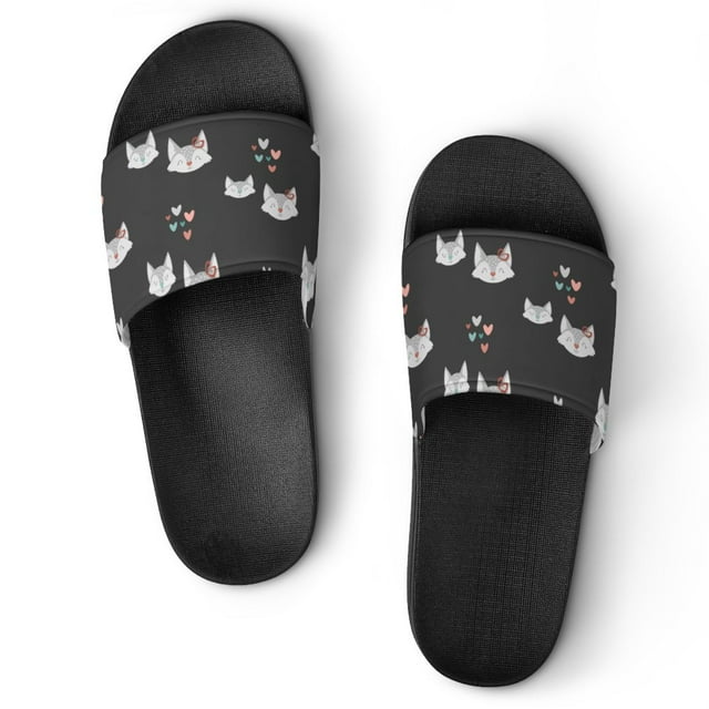 GZHJMY Stylish Slides for Women Men, Cute Pattern with Wolves and Small ...