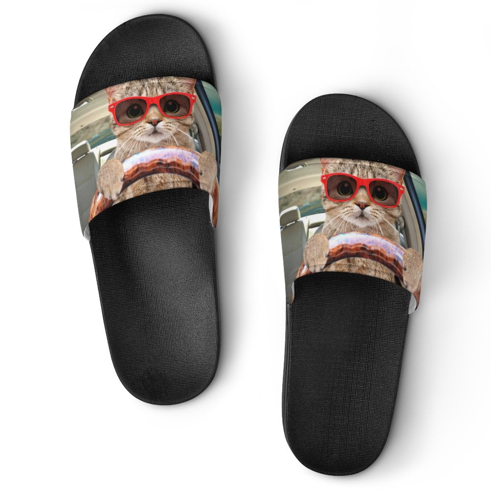 GZHJMY Stylish Slides for Women Men, Driving Cat Funny Soft Flexible ...