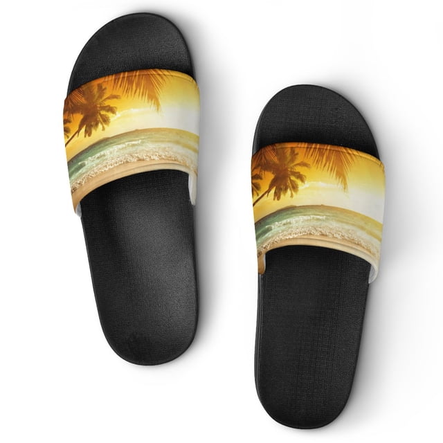 GZHJMY Stylish Slides for Women Men, Dusk on The Beach Soft Flexible ...