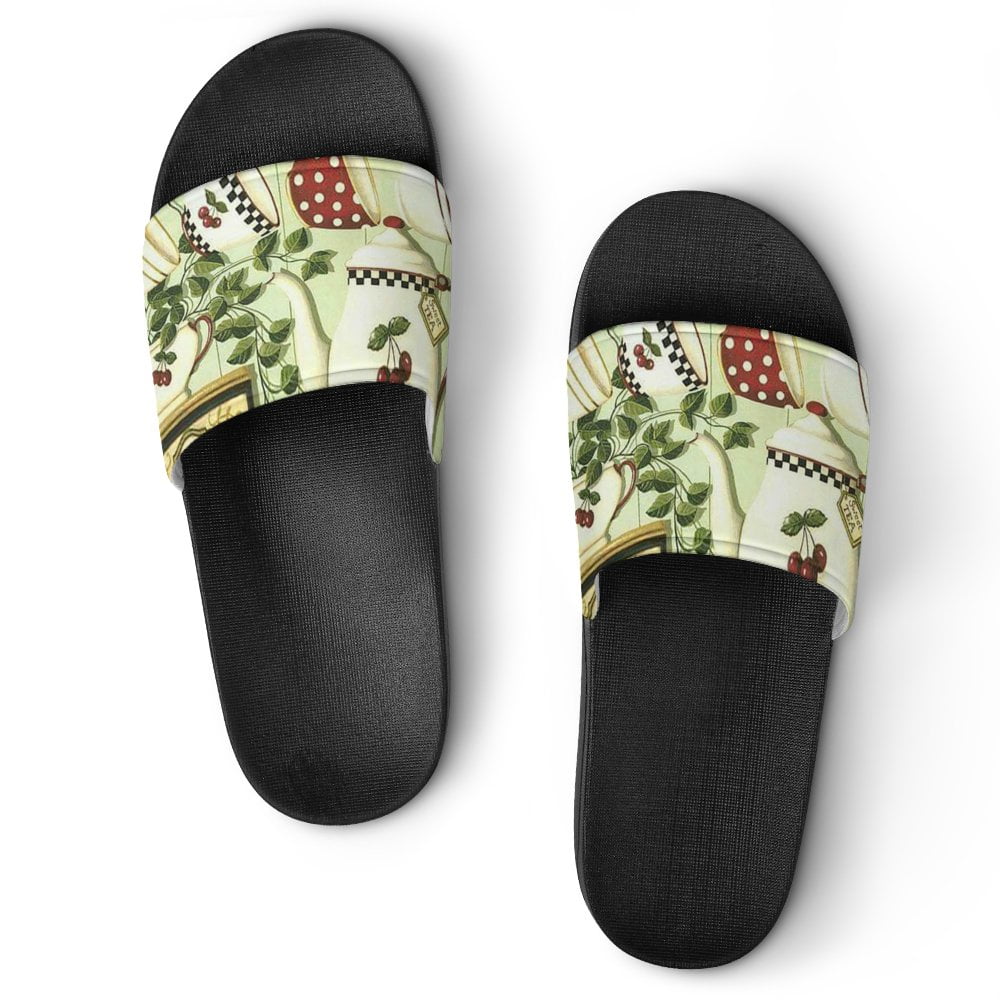 GZHJMY Stylish Slides for Women Men, Elegant Coffee Pattern Soft ...