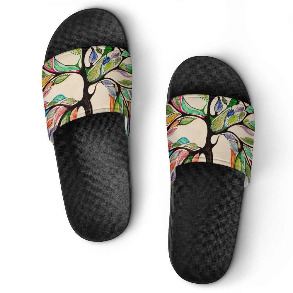 GZHJMY Stylish Slides for Women Men, Fantasy Colourful Tree Soft ...