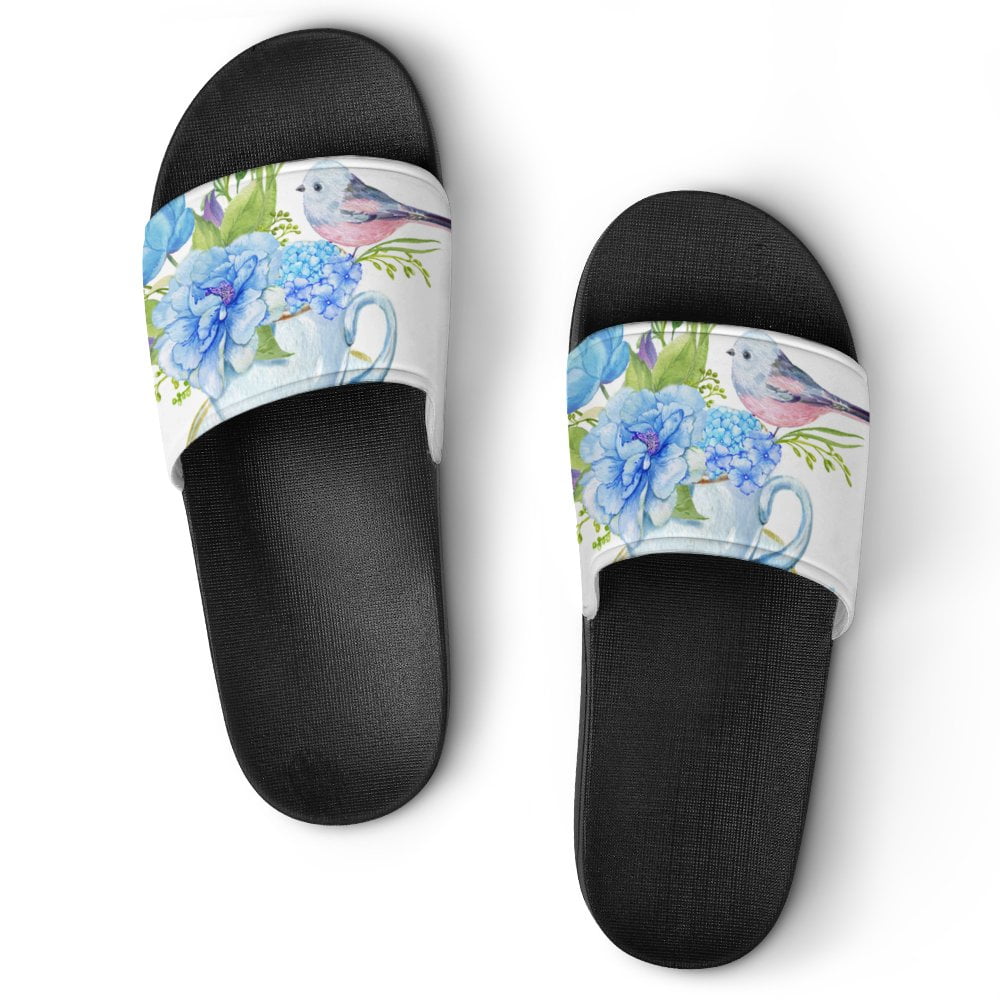 GZHJMY Stylish Slides for Women Men, Flowers in A Cup of Rose, Peony ...