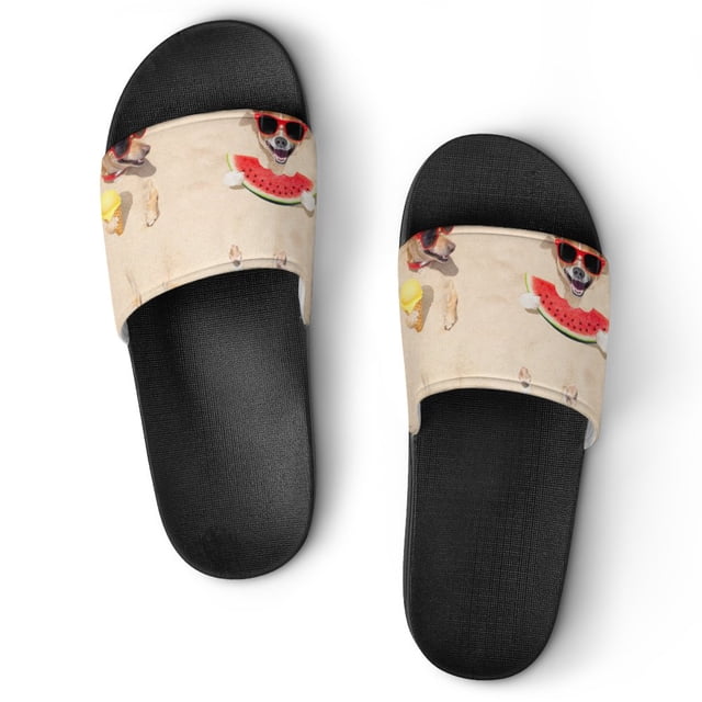 GZHJMY Stylish Slides for Women Men, Funny Couple of Dogs Soft Flexible ...