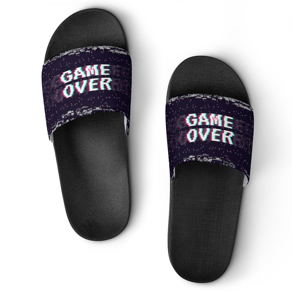 GZHJMY Stylish Slides for Women Men, Game Over Glitch Background Soft ...