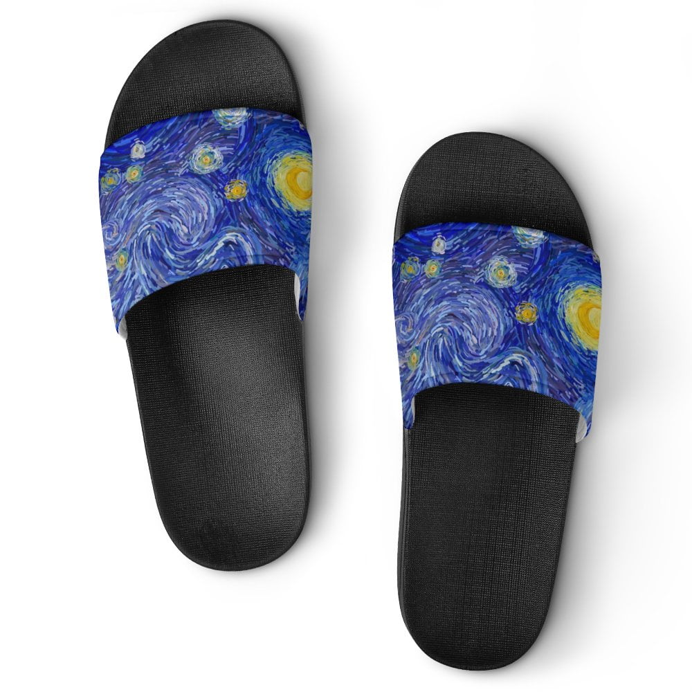 GZHJMY Stylish Slides for Women Men, Glowing Moon on A Blue Sky ...