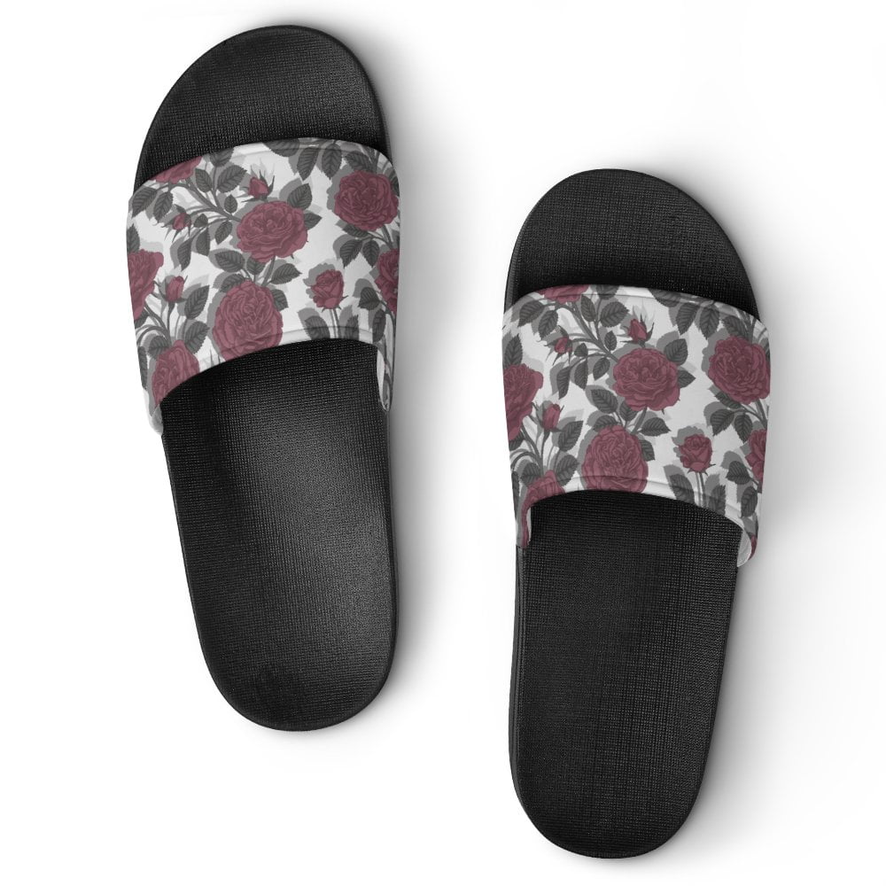GZHJMY Stylish Slides for Women Men, Gothic Style Rose Bushes Soft ...