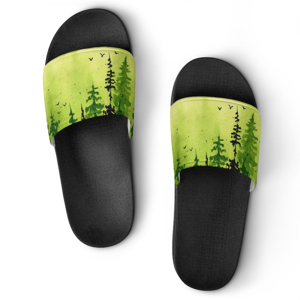 GZHJMY Stylish Slides for Women Men, Green Forest Soft Flexible Slip-on ...
