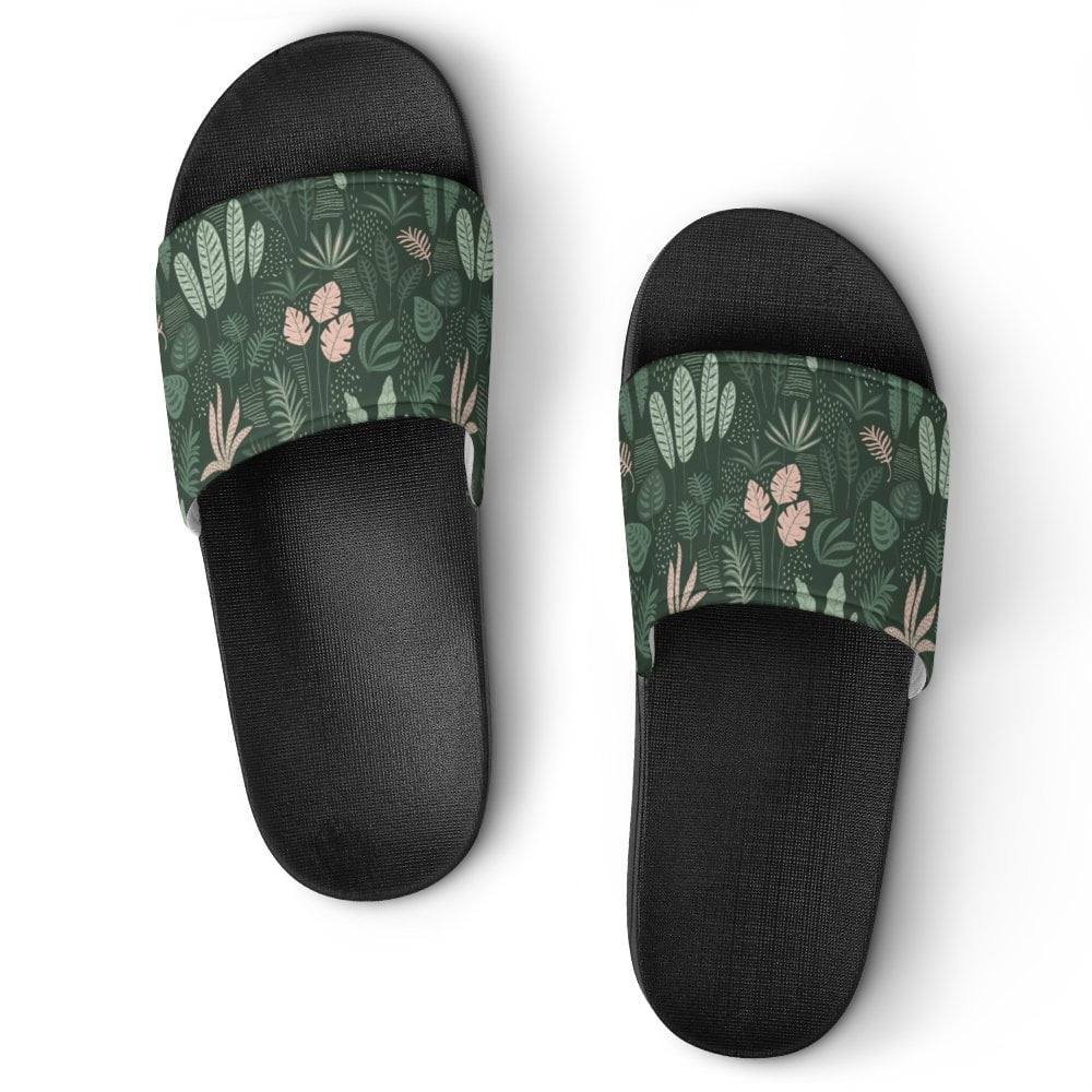 GZHJMY Stylish Slides for Women Men, Green Plants Soft Flexible Slip-on ...