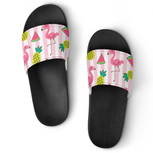GZHJMY Stylish Slides for Women Men, Hand Drawn Flamingo Pineapple and ...