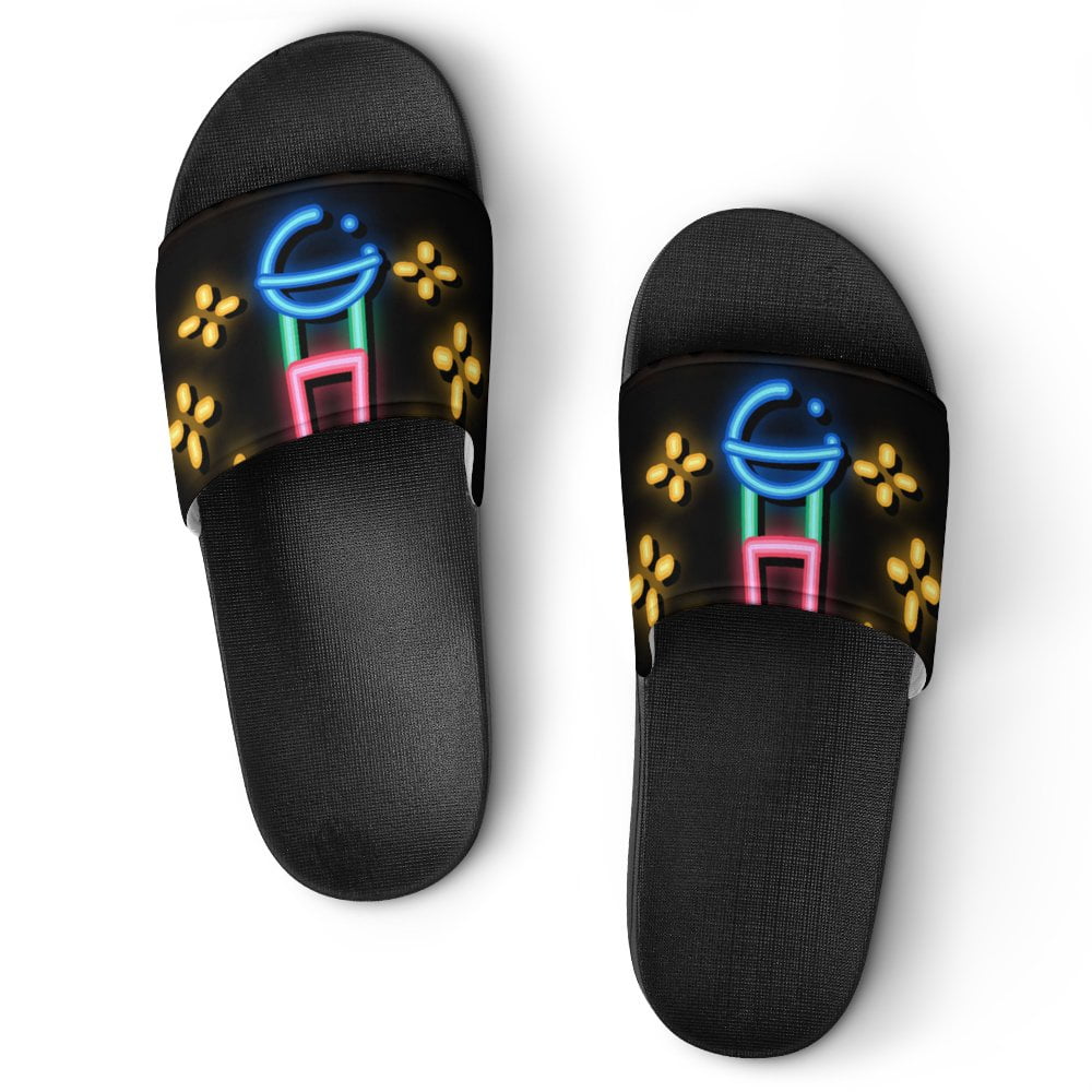 GZHJMY Stylish Slides for Women Men, Kpop Microphone Neon Light Soft ...