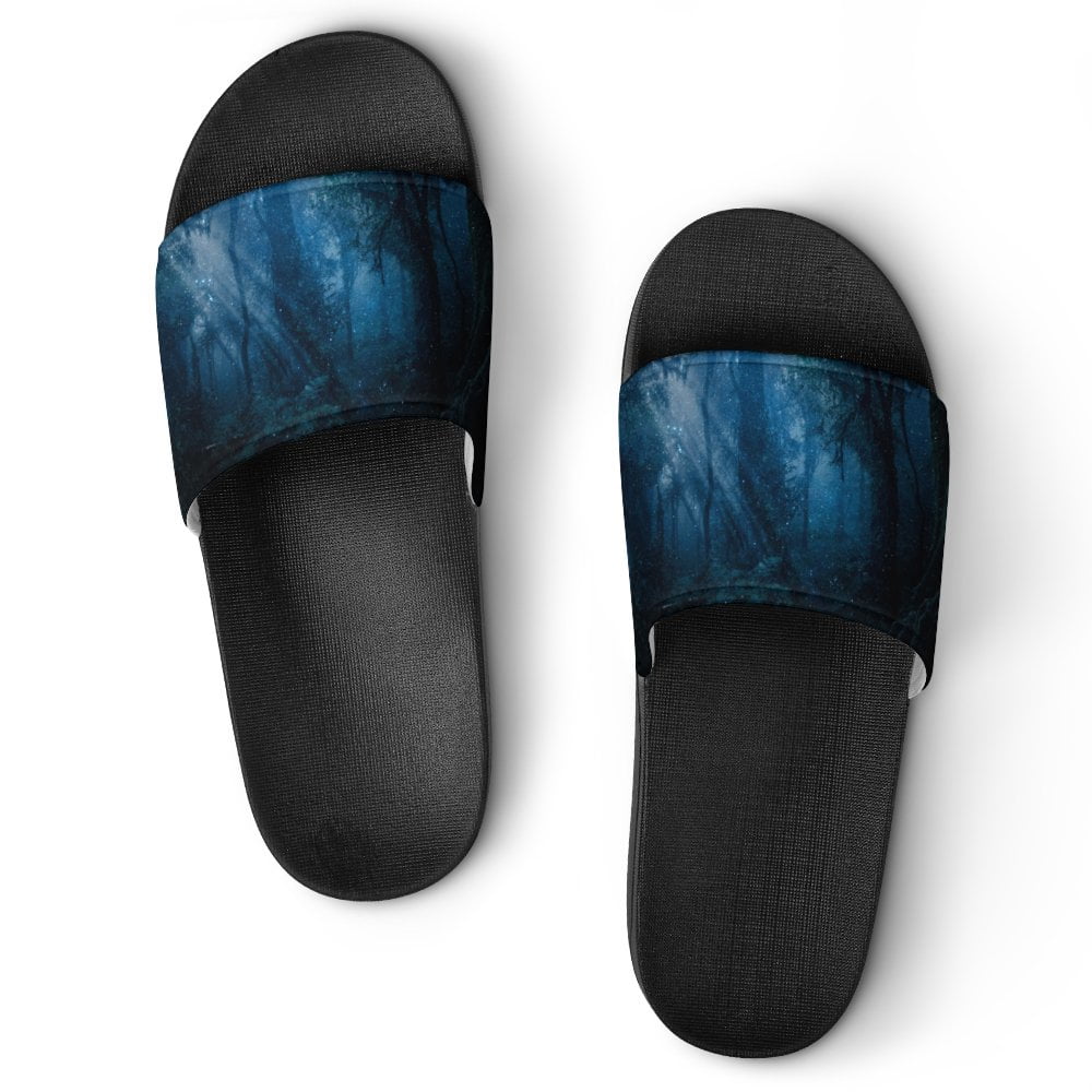 GZHJMY Stylish Slides for Women Men, Magic forest with points of light ...
