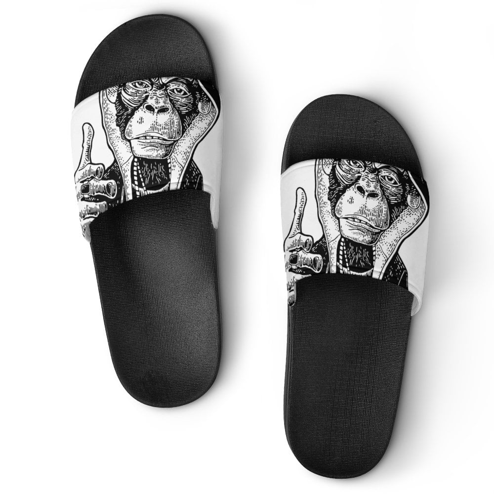 GZHJMY Stylish Slides for Women Men, Monkey Rapper Dressed in The ...