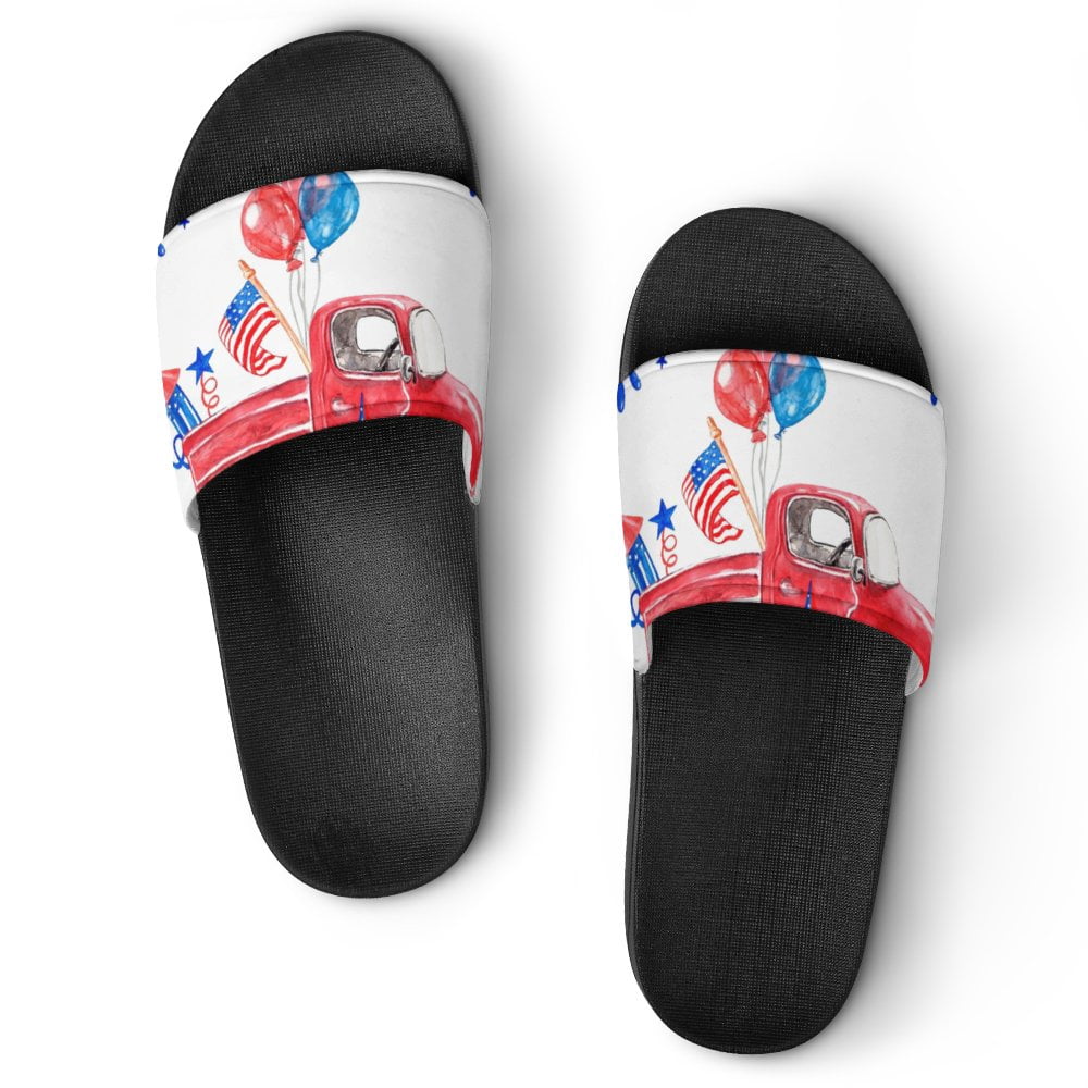 GZHJMY Stylish Slides for Women Men, Patriotic Vintage Truck with Us ...