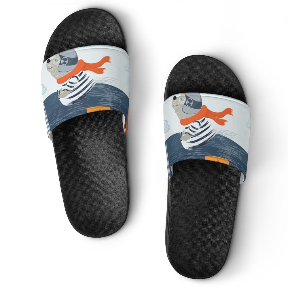 GZHJMY Stylish Slides for Women Men, Pilot Bear Flying Soft Flexible ...