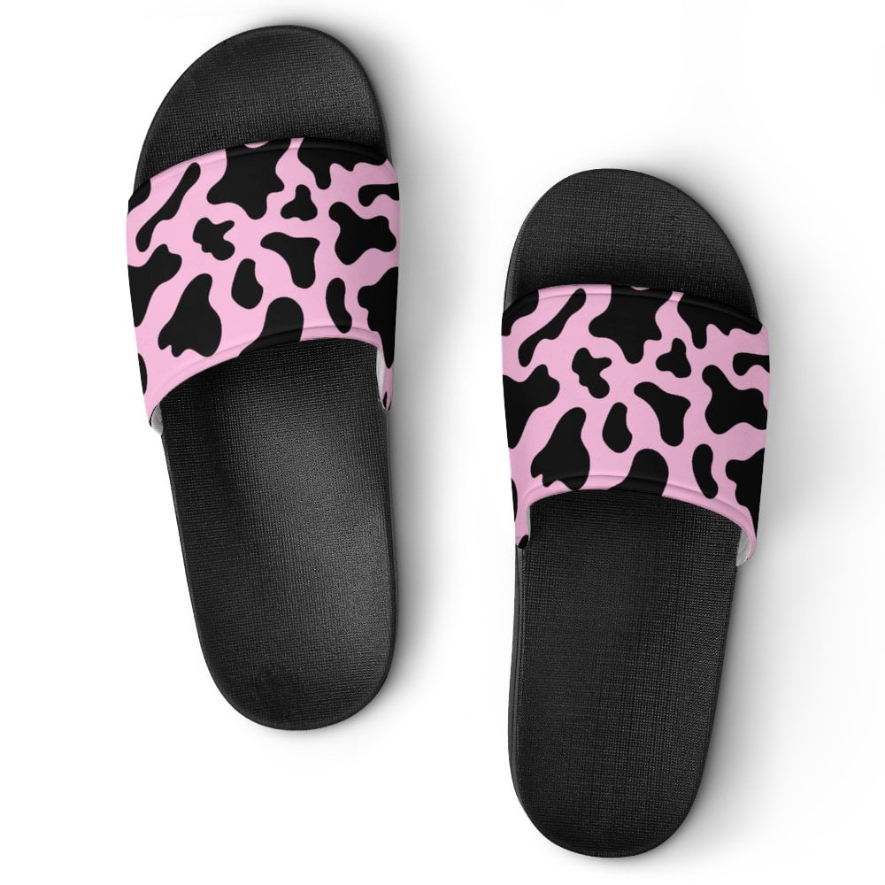 GZHJMY Stylish Slides for Women Men, Pink Black Cow Print Soft Flexible ...