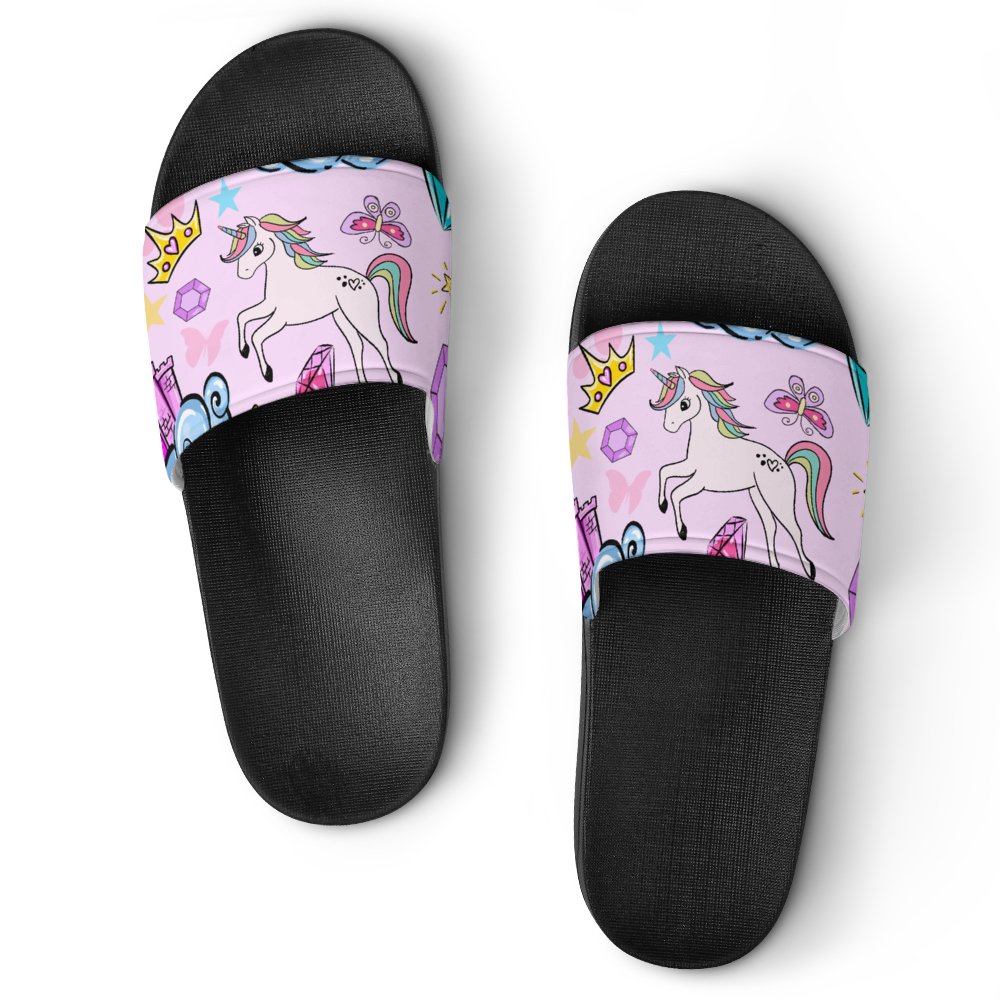 GZHJMY Stylish Slides for Women Men, Pink Castle Unicorn Soft Flexible ...