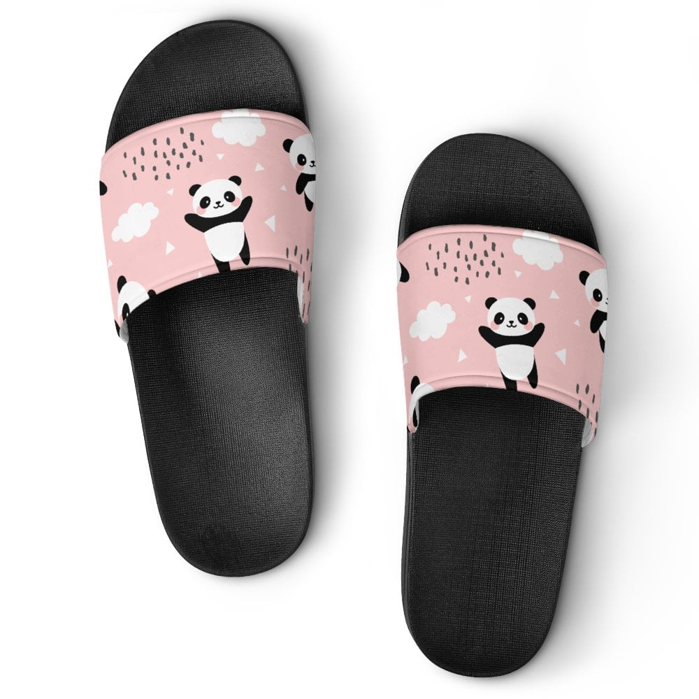 GZHJMY Stylish Slides for Women Men, Pink Cute Panda Soft Flexible Slip ...