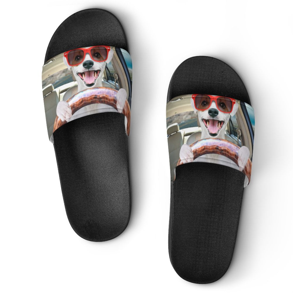 GZHJMY Stylish Slides for Women Men, Portrait of A Funny Dog Soft ...