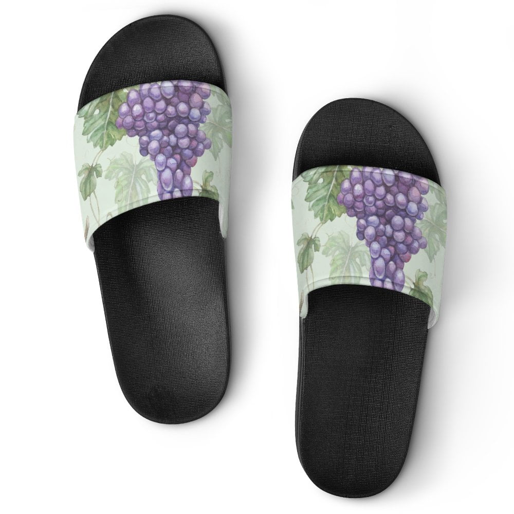 GZHJMY Stylish Slides for Women Men, Purple Vintage Grape Soft Flexible ...