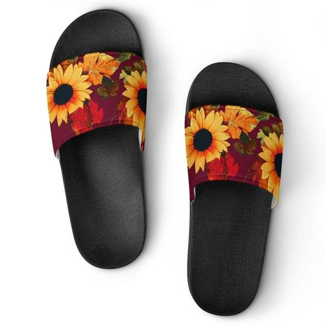 GZHJMY Stylish Slides for Women Men, Red Sunflower Soft Flexible Slip ...