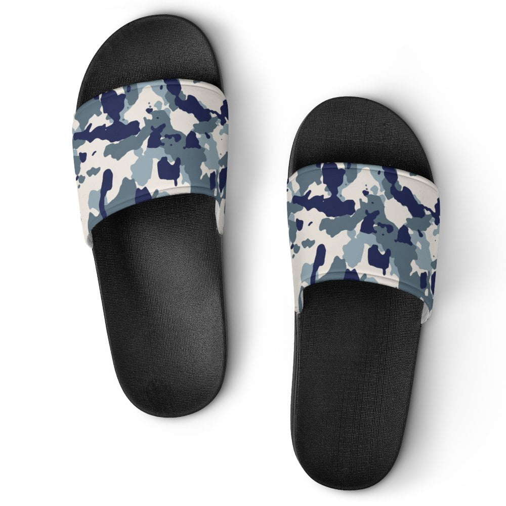 GZHJMY Stylish Slides for Women Men, Seamless Fashion Blue and White ...