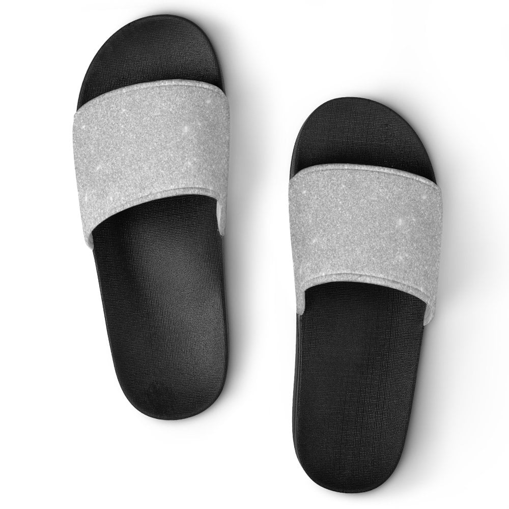 GZHJMY Stylish Slides for Women Men, Silver Background Abstract Soft ...