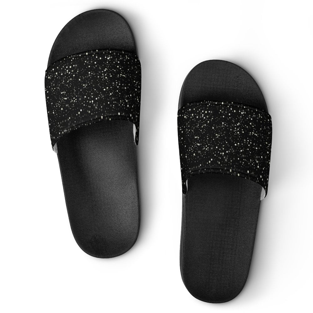 GZHJMY Stylish Slides for Women Men, Silver Glitter Seamless Circles ...