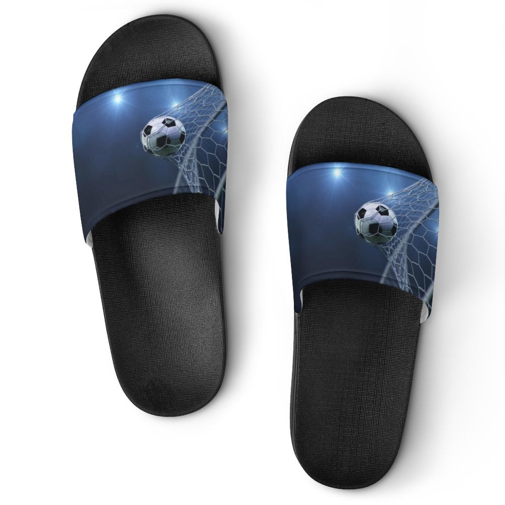GZHJMY Stylish Slides for Women Men, Soccer Ball Flew Into The Goal ...