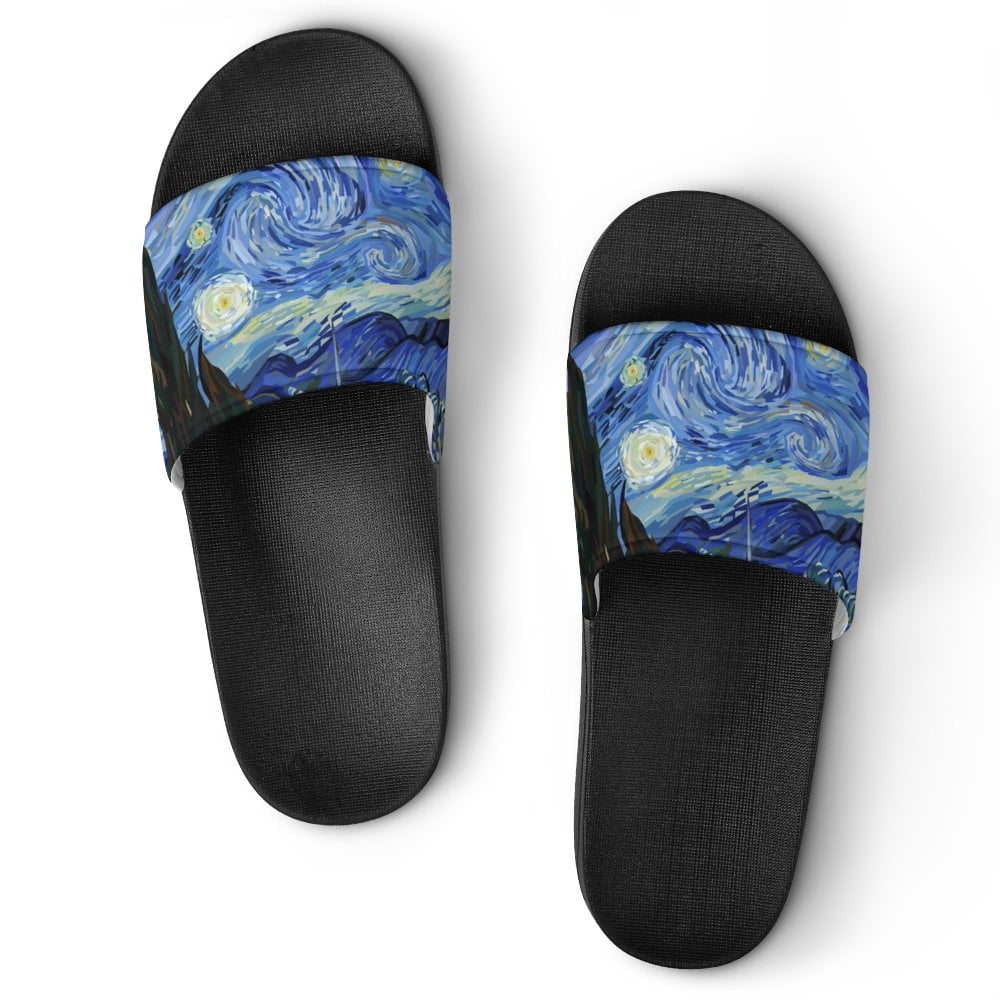 GZHJMY Stylish Slides for Women Men, Starry Night Oil Painting Soft ...