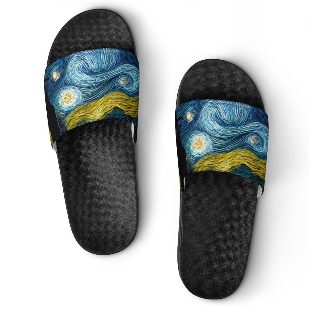 GZHJMY Stylish Slides for Women Men, Starry Night Soft Flexible Slip-on ...