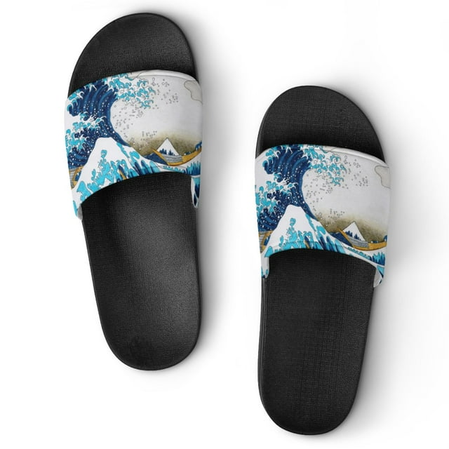 GZHJMY Stylish Slides for Women Men, The Great Wave of Kanagawa Soft ...