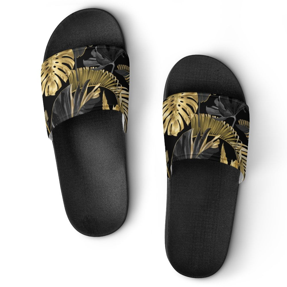 GZHJMY Stylish Slides for Women Men, Tropical Style Palm Leaves Soft ...