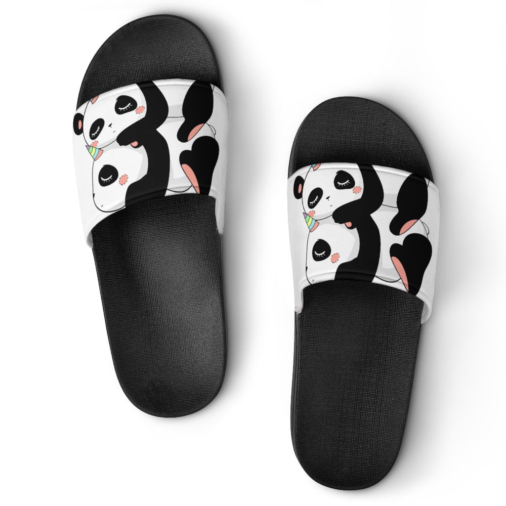 GZHJMY Stylish Slides for Women Men, Two Happy Sleeping Cartoon Panda ...