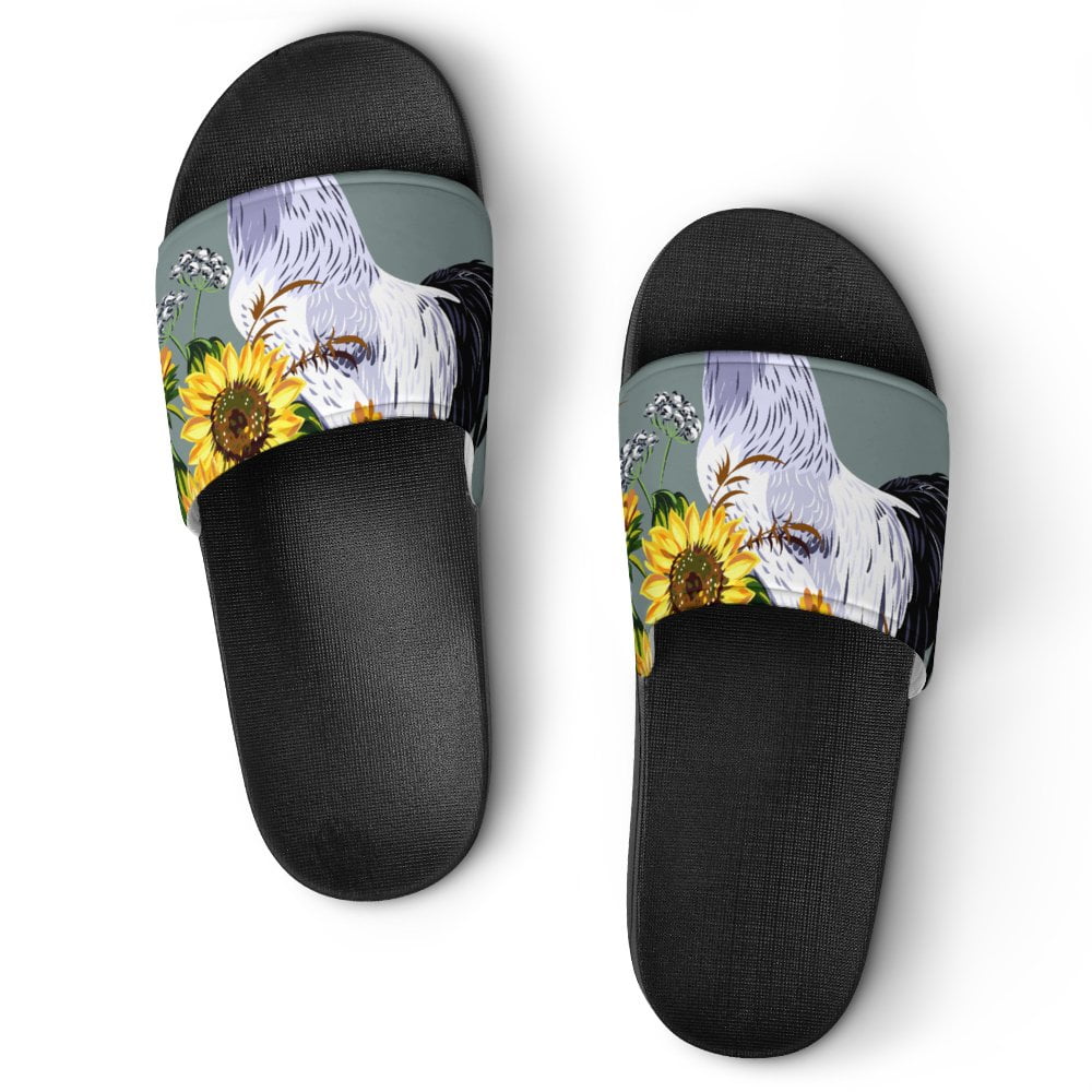 GZHJMY Stylish Slides for Women Men, Vintage Chicken Sunflower Soft ...